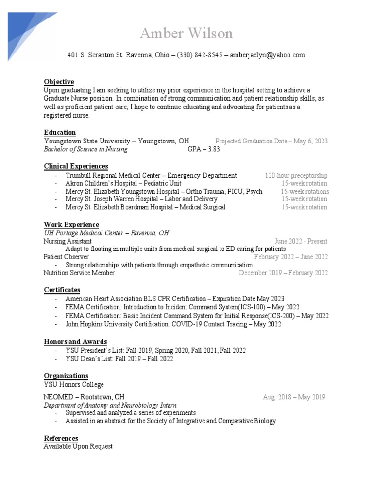 Wilson Resume | PDF | Nursing | Hospital