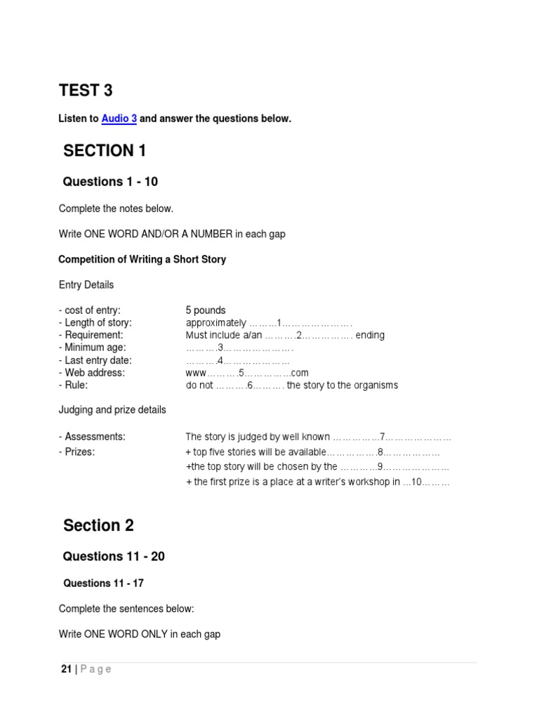 IELTS Listening Actual 2021-T3&4 | PDF