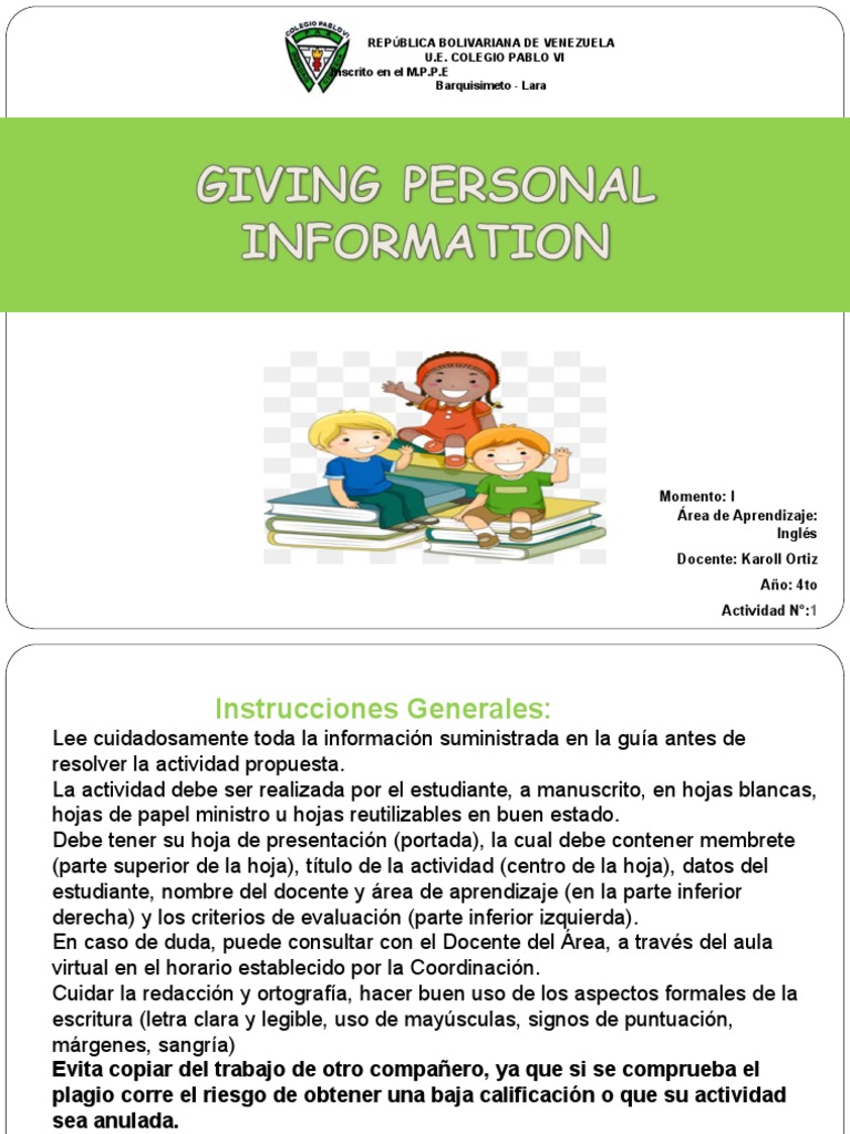Giving Personal Information | Descargar gratis PDF | Ciencia cognitiva ...