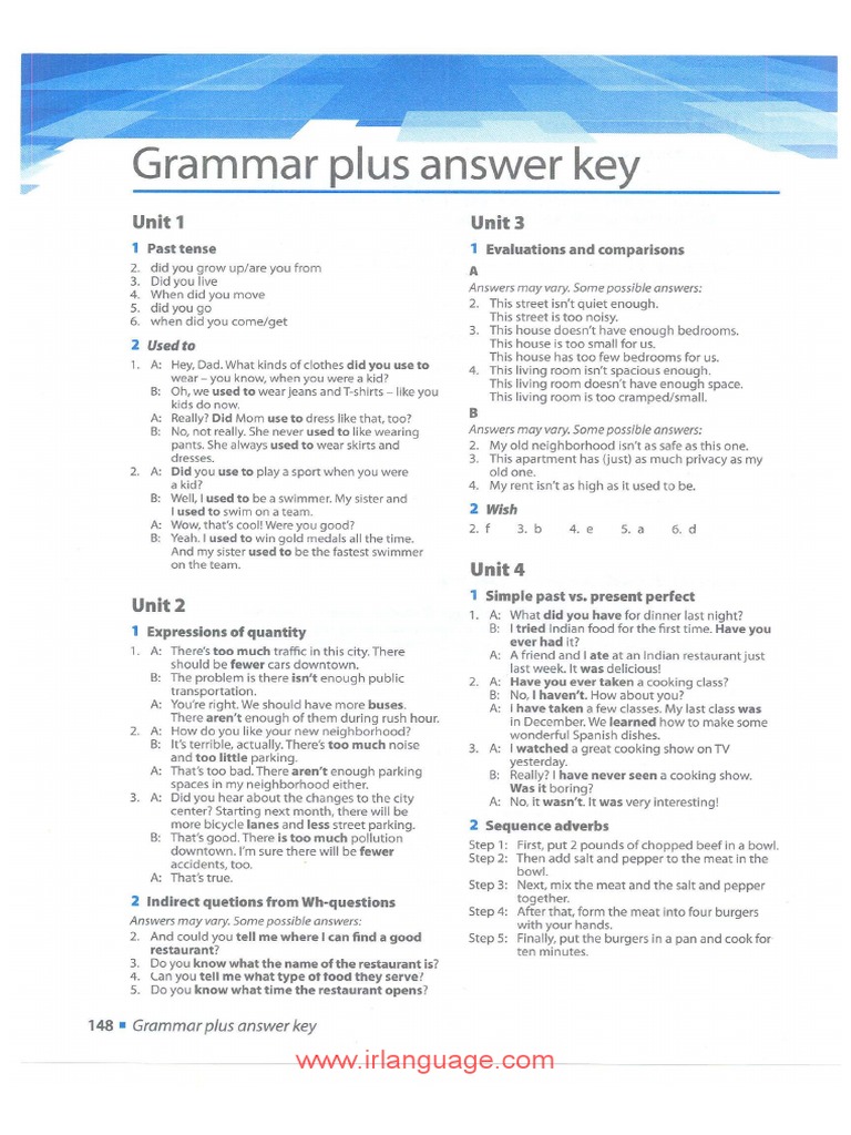 Grammar Plus Key b2 | PDF