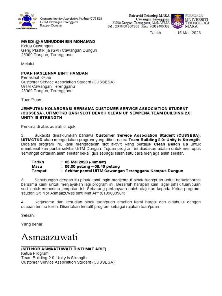 Surat Jemputan Kolaborasi Gpi Latest | PDF