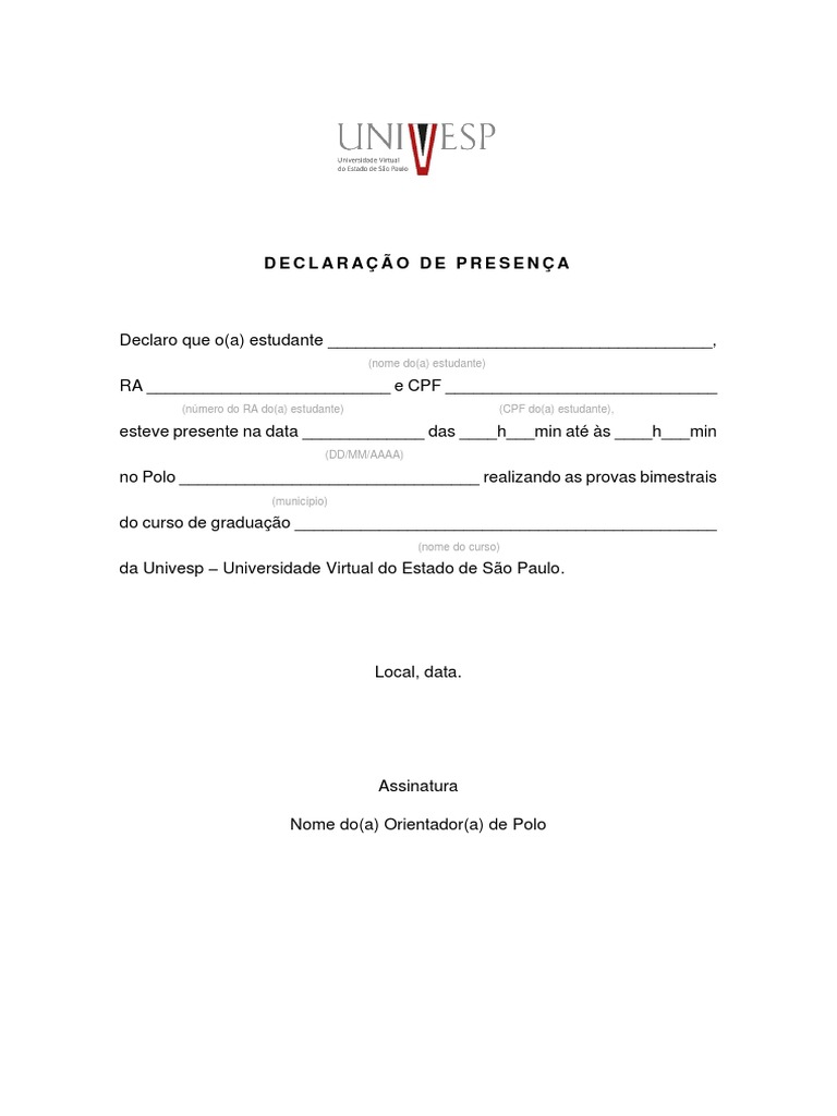 Declaração de Presença - Modelo | PDF