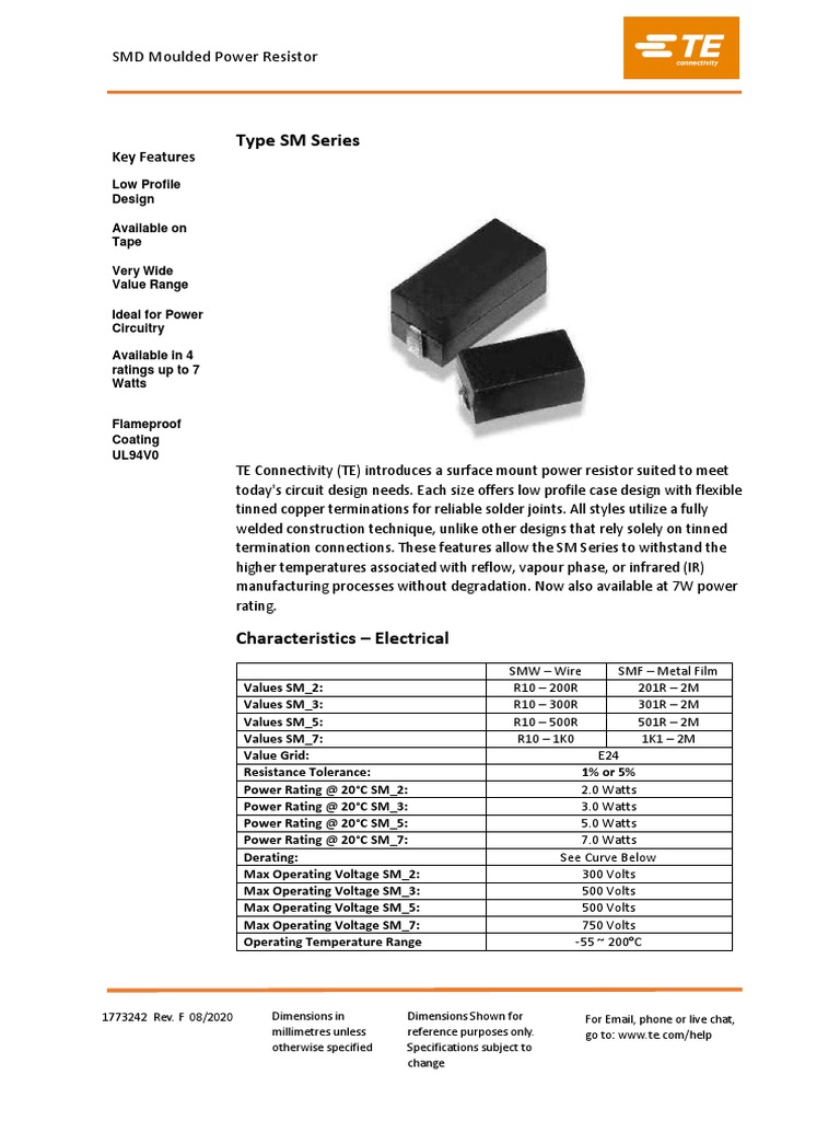 Type SM Series: SMD Moulded Power Resistor | PDF