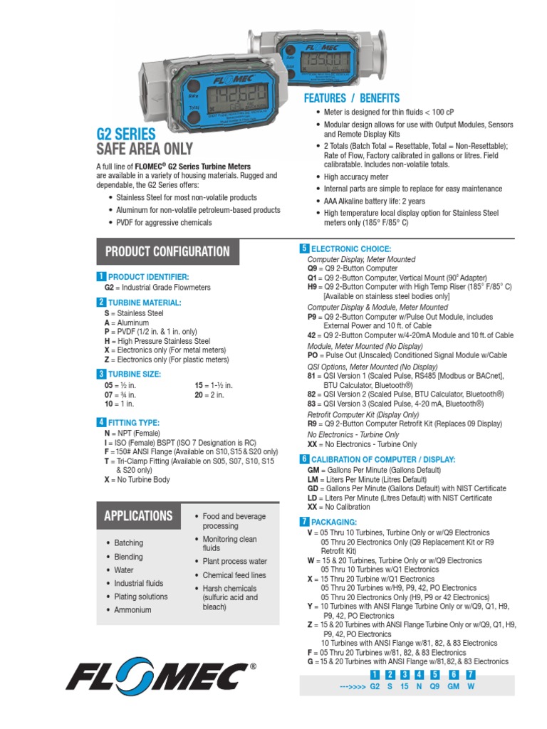 g2 Data Sheet Non Approved | PDF | Flow Measurement | Materials