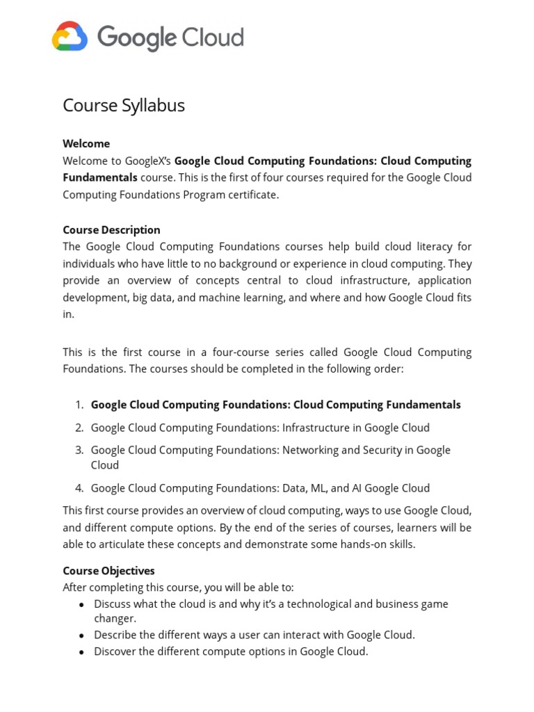 Course Syllabus: Welcome Fundamentals Course. This Is The First of Four Courses Required For The ...