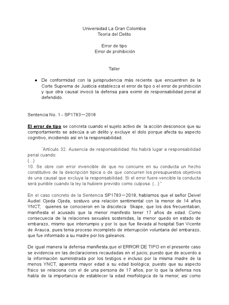 Análisis de sentencias de la Corte Suprema de Justicia sobre el error ...