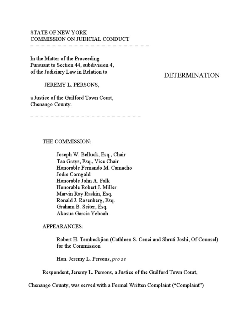 Jeremy Persons Determination | PDF | Complaint | Judge