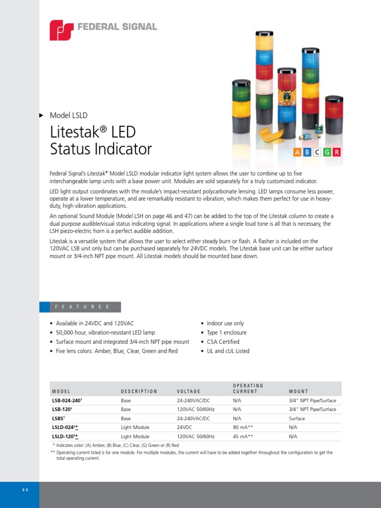 Litestak LED Status Indicator: Model LSLD | Download Free PDF | Light ...