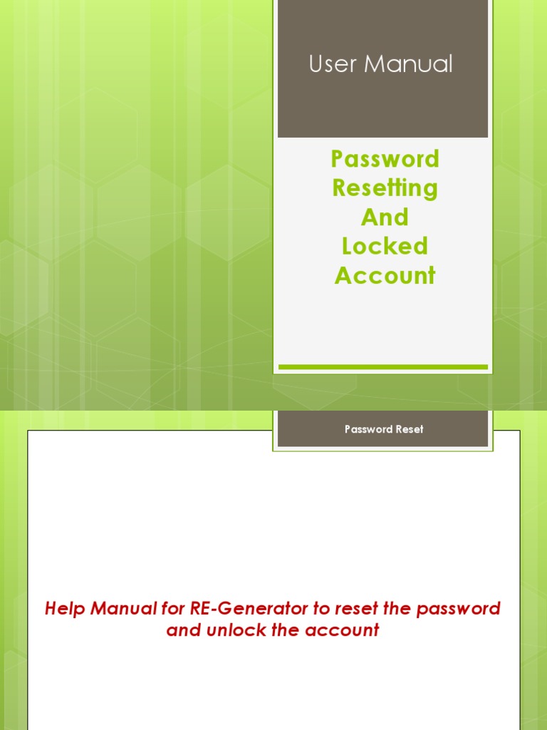 User Manual: Password Resetting and Locked Account | PDF | Password | Login