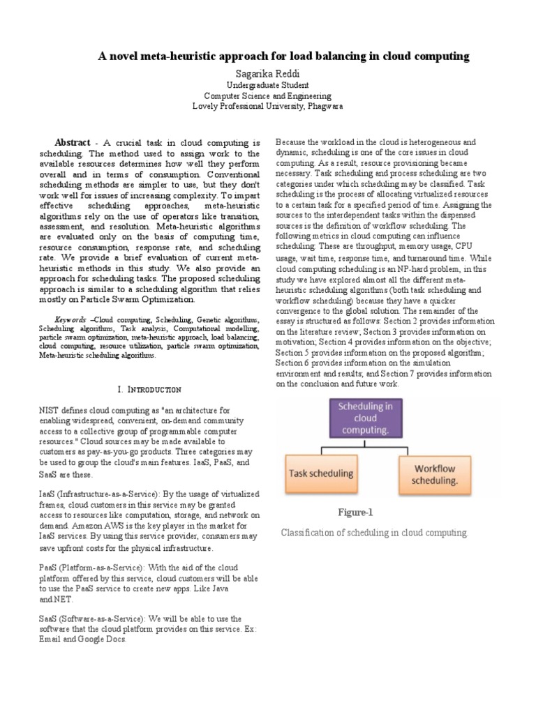 A Novel Meta Heuristic Approach For Load Balancing In Cloud Computing