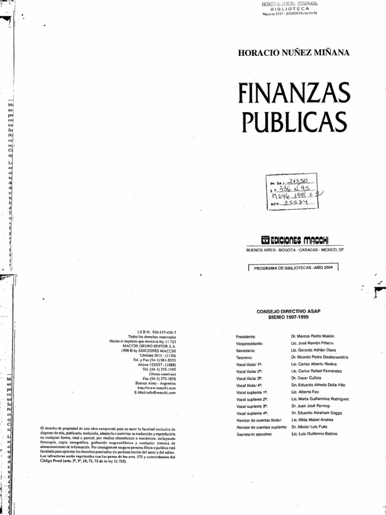 Finanzas Publicas: Horacio Nuñez Miñana | PDF | Impuestos | Deuda gubernamental