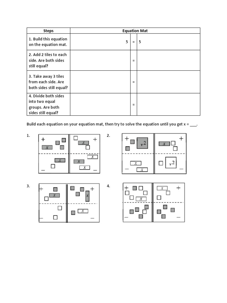 Algebra Tiles Intro | PDF | Equations | Mathematics