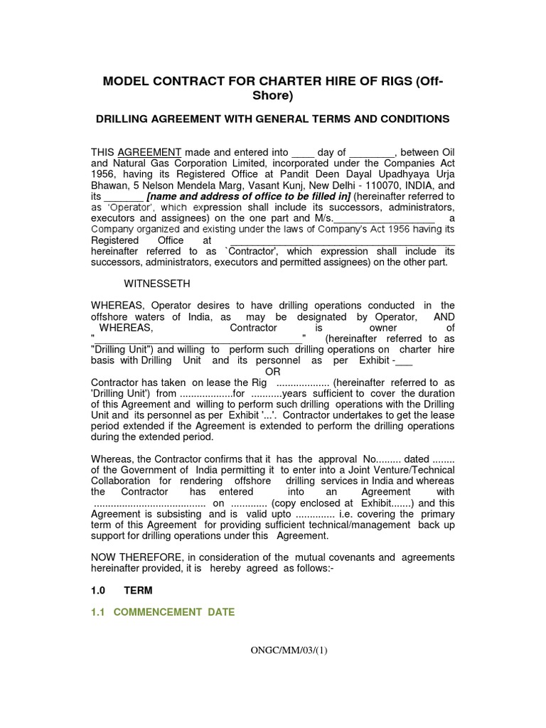 ONGC Contract For Hire of Rigs | PDF | Liquidated Damages | Guarantee