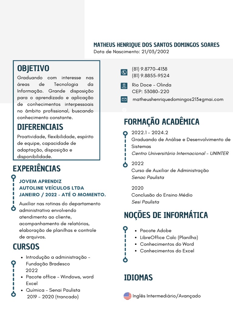 Currículo - Matheus Henrique | PDF | Arte | Computadores