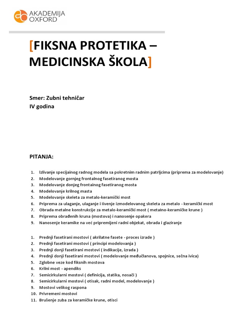 4 Fiksna Protetika | PDF