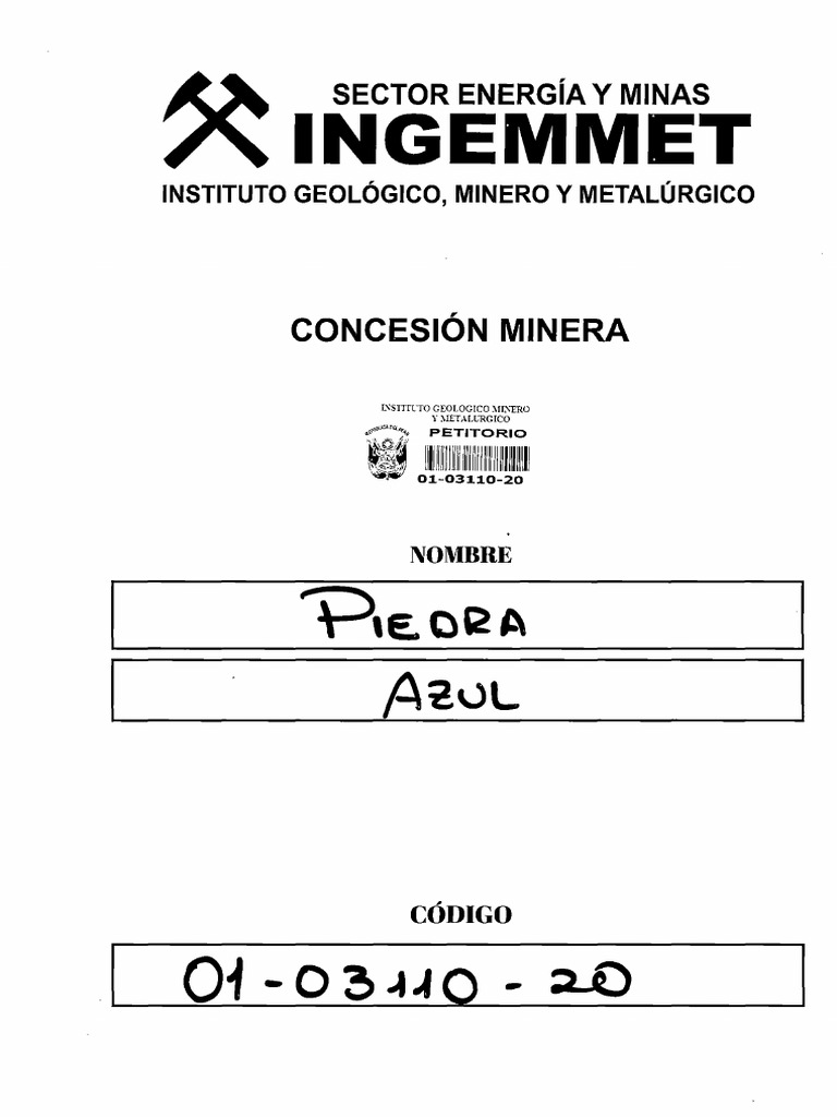 Ingemmet: Concesión Minera | PDF