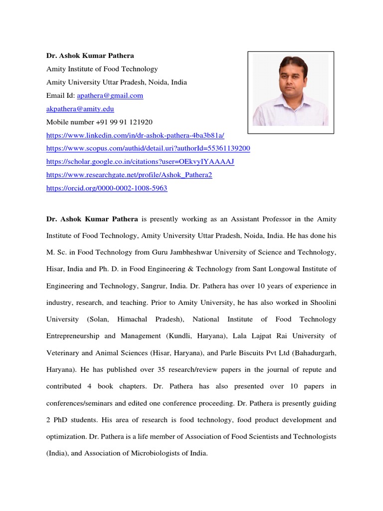 Brief CV - Dr. Ashok Pathera | PDF