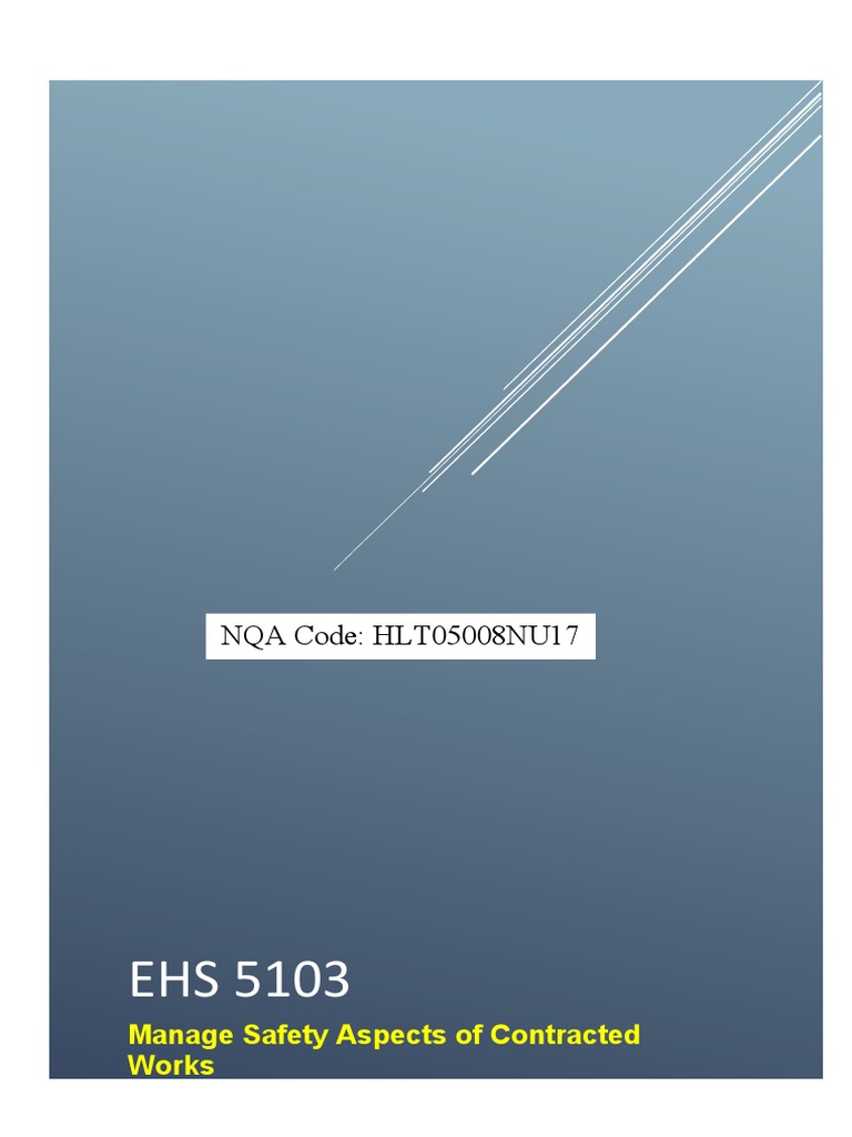 EHS 5103 - Manage Safety Aspects of Contracted Works - July 2019 ...