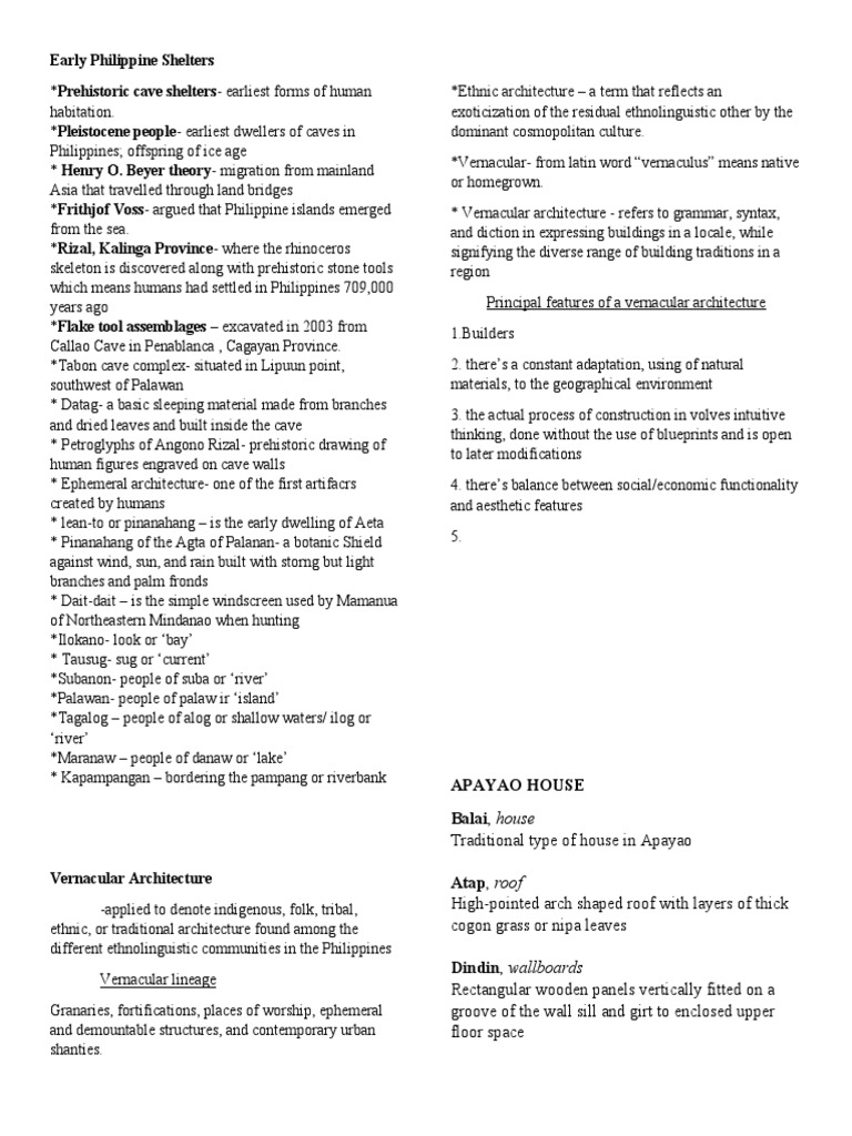 Early Philippine Shelter Architecture | PDF