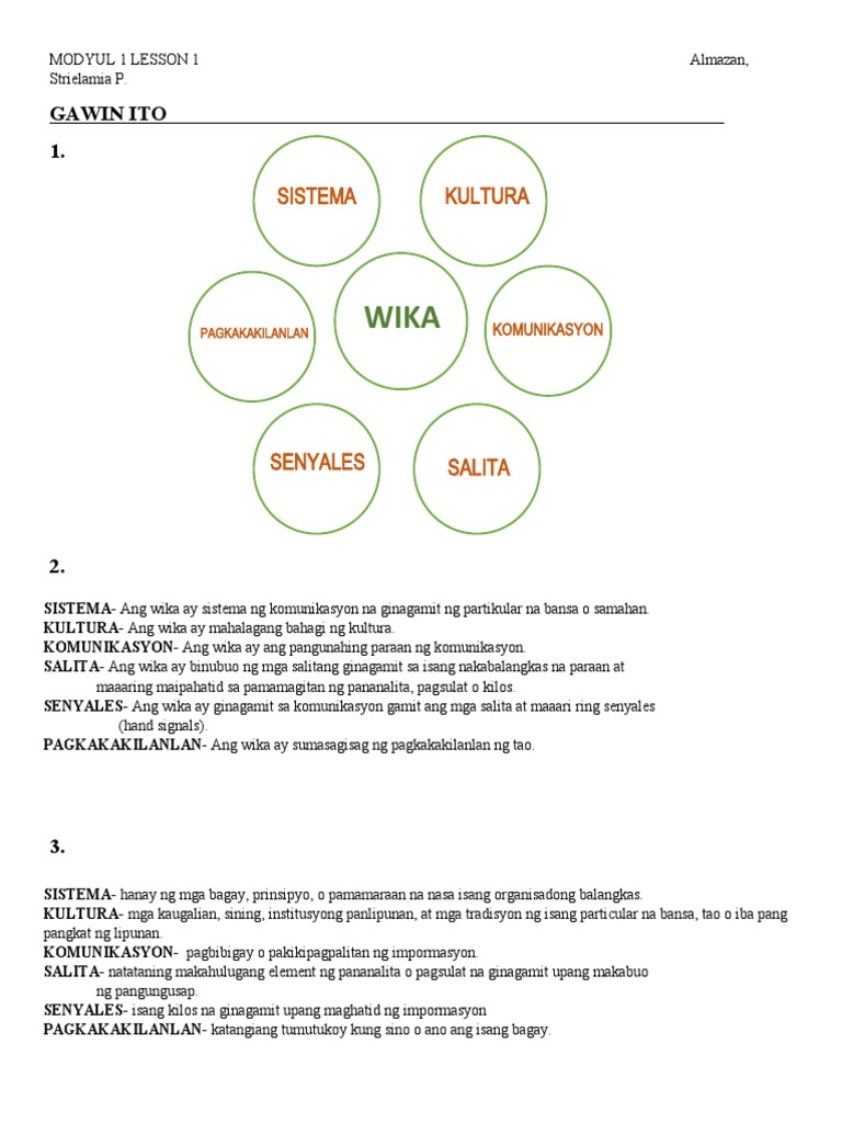 MODYUL 1 LESSON 1 Filipino | PDF