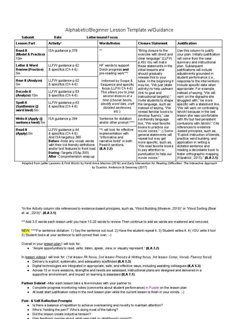 Molly Jeannie Alphabetic Beginner Lesson Template | PDF | Reading Comprehension | Phonics