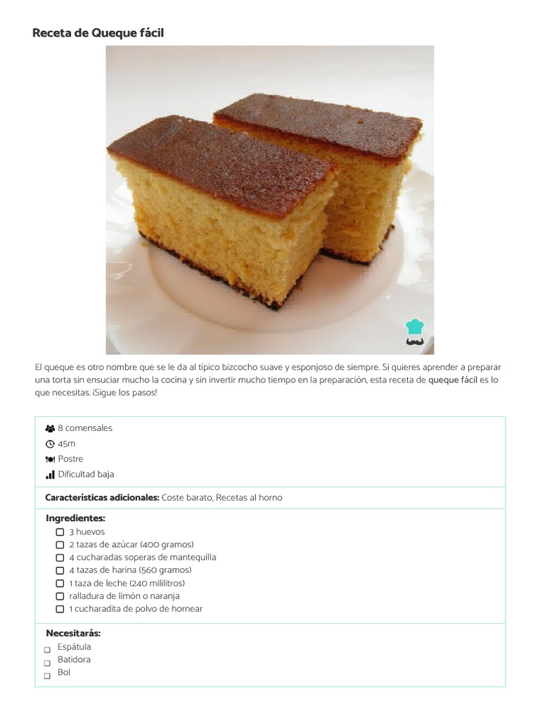 Recetas Queque | PDF | Alimentos | Cocina occidental