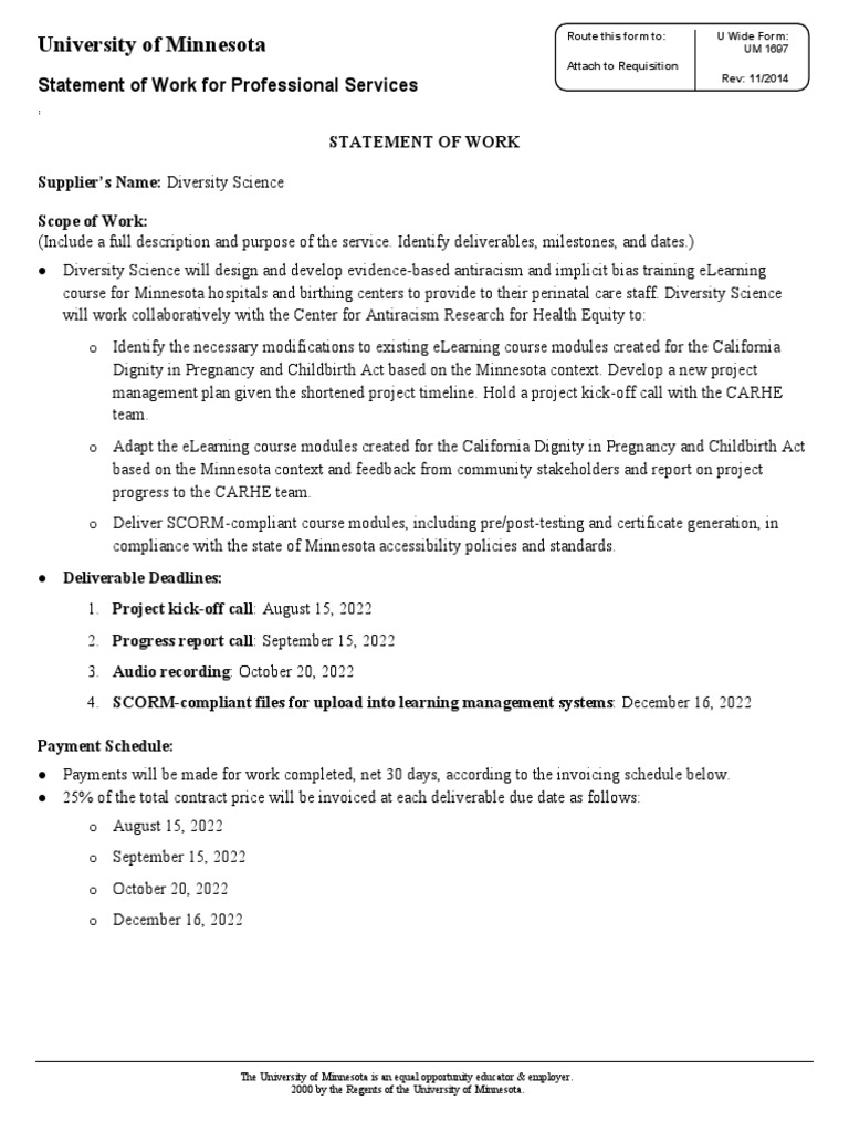 Um1697 Diversity Science For DiPC (Updated Scope of Work) | PDF ...