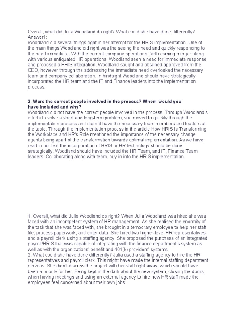 Were The Correct People Involved in The Process? Whom Would You Have ...