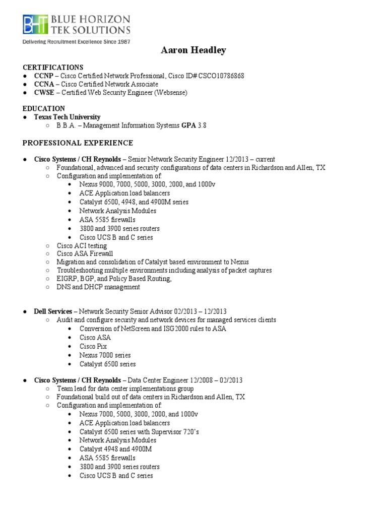 Aaron Headley | PDF | Router (Computing) | Virtual Private Network
