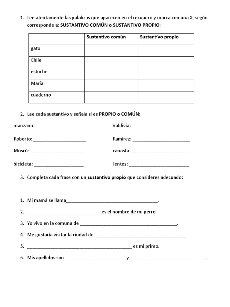 Sustantivo Común y Propio | PDF