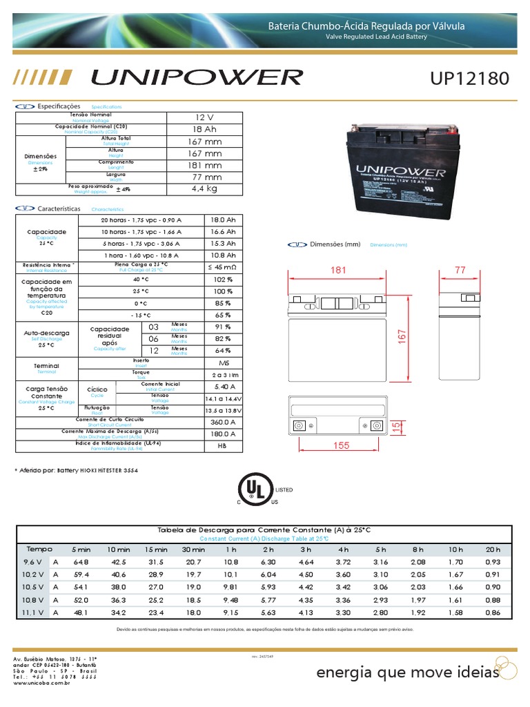 Unipower DS UP12180 | PDF | Quantidades físicas | Quantidade