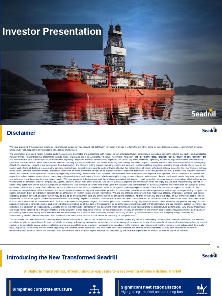 Seadrill Investor Presentation FINAL | PDF | Taxes | Market (Economics)
