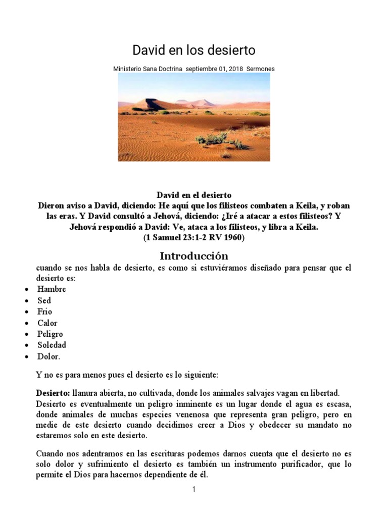 LECTURA - David en Los Desierto | PDF | David | Saulo