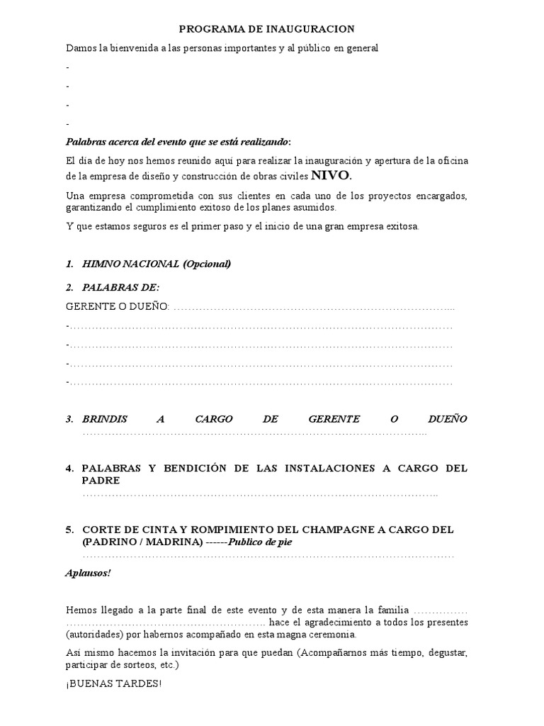 Programa de Inauguracion | PDF