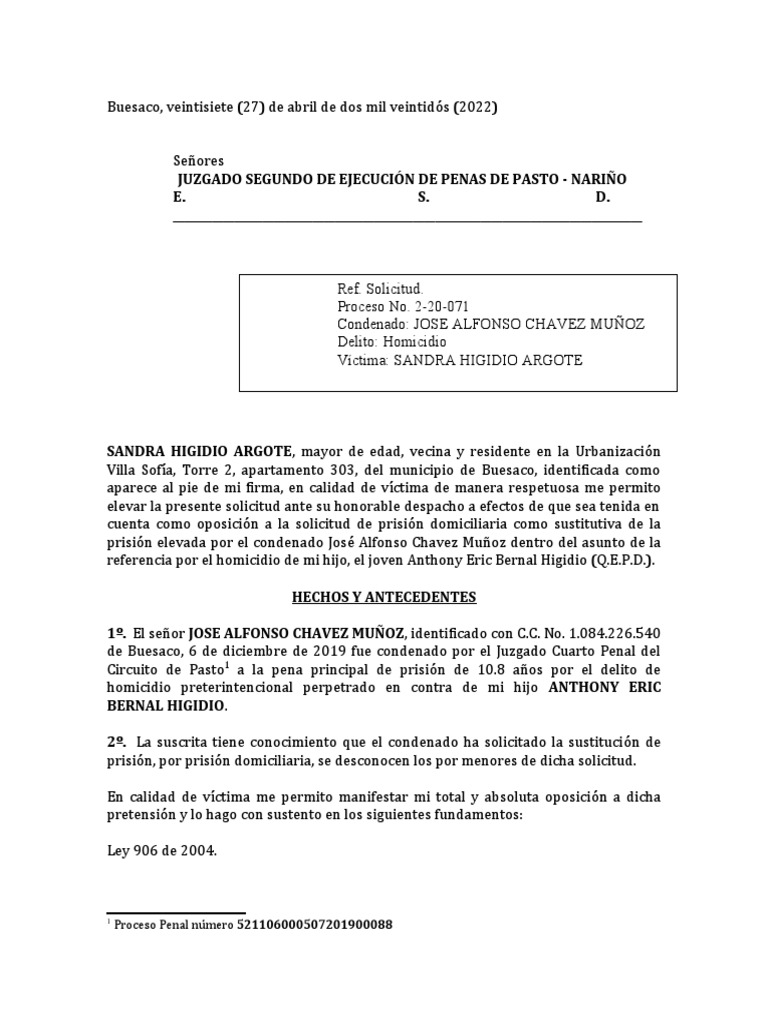 Solicitud Juzgado Segundo de Ejecución de Penas | PDF | Castigos ... Solicitud Juzgado Segundo de Ejecución de Penas | PDF | Castigos ...