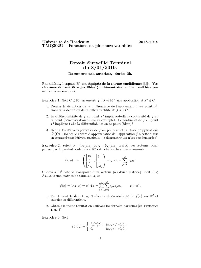 Télécharger Examen Avec Corrigé N°3 de Module ANALYSE 5 (Fonctions de ...