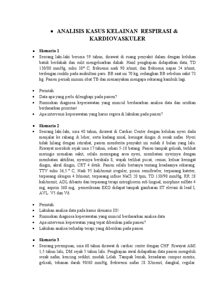 LATIHAN ANALISIS KASUS KELAINAN RESPIRASI KARDIO - PANUM (2021) Salinan | PDF | Kesehatan Holistik