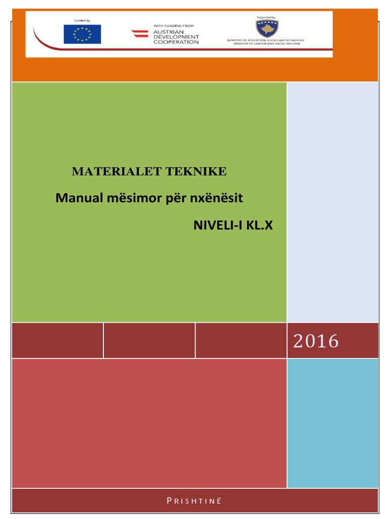 Manual Mësimor Për Nxënësit Niveli-I KL.X: Materialet Teknike | PDF