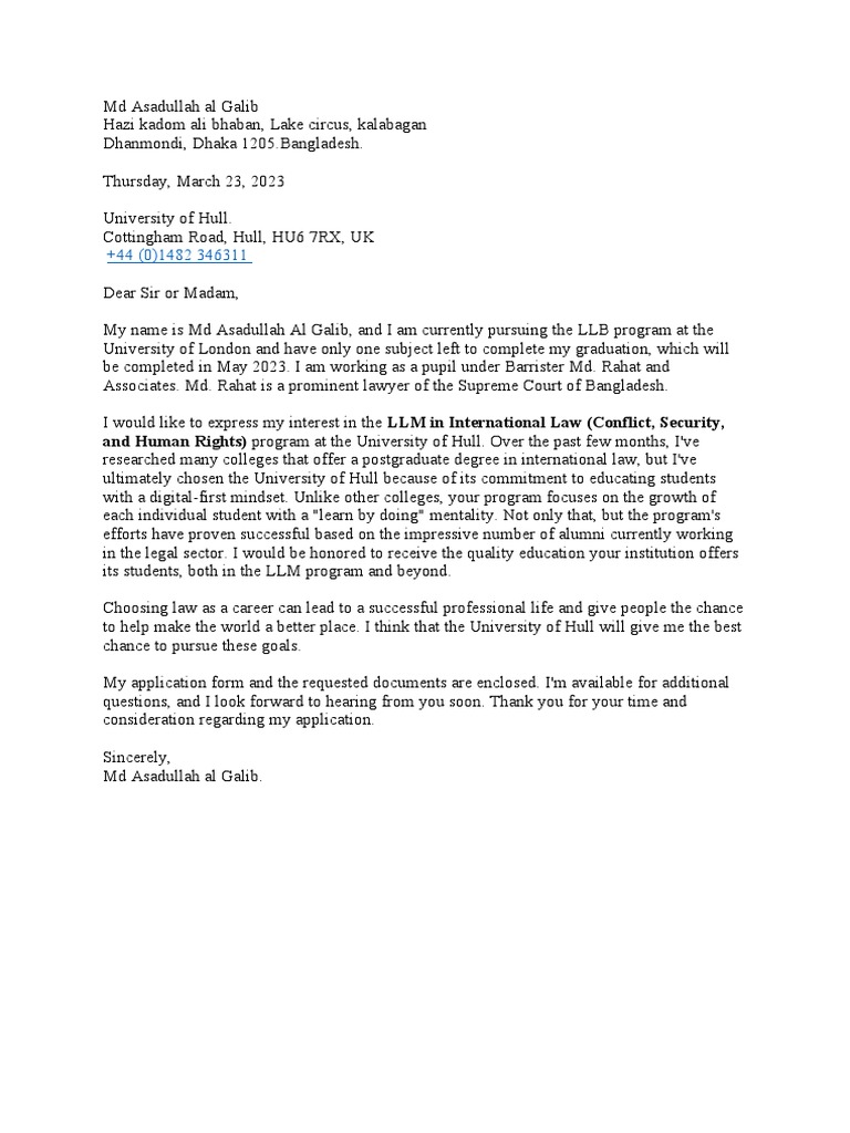 College Application Cover Letter | PDF