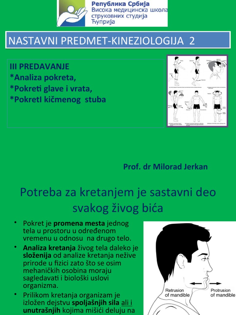 3.kineziologija II 3. Analiza Pokreta Glave I Vrata | PDF