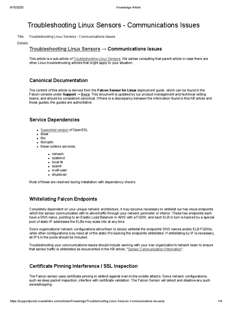 Knowledge - Troubleshooting Linux Sensors - Communications Issues | PDF | Transport Layer ...