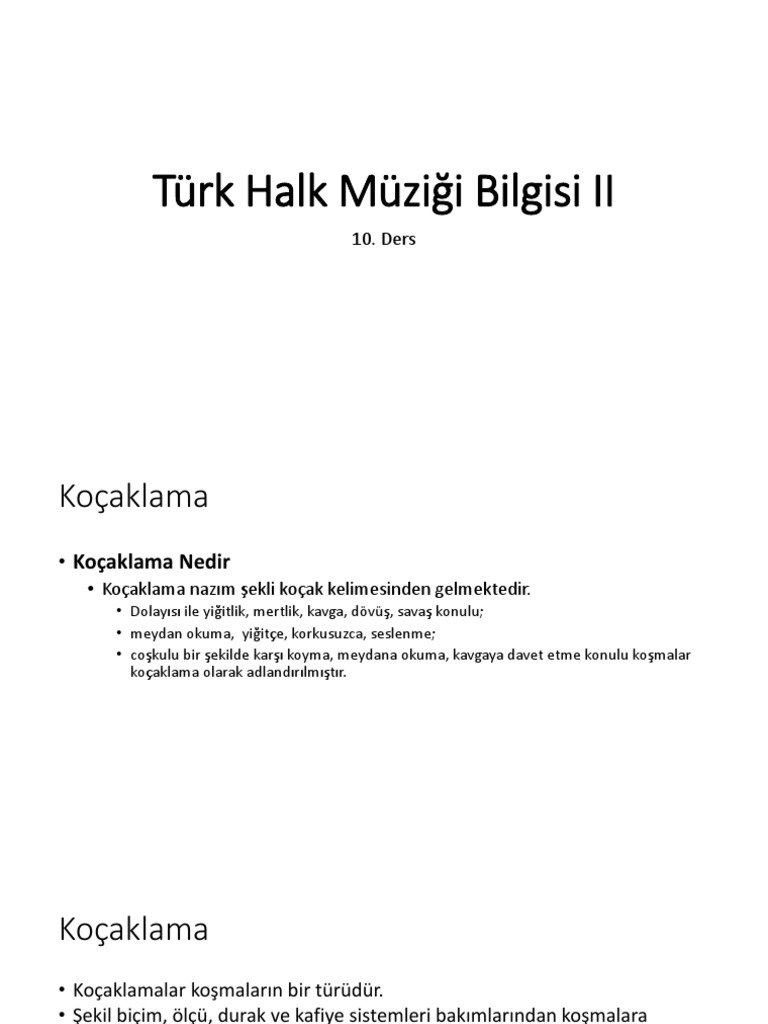 Türk Halk Müziği Bilgisi II: 10. Ders | PDF