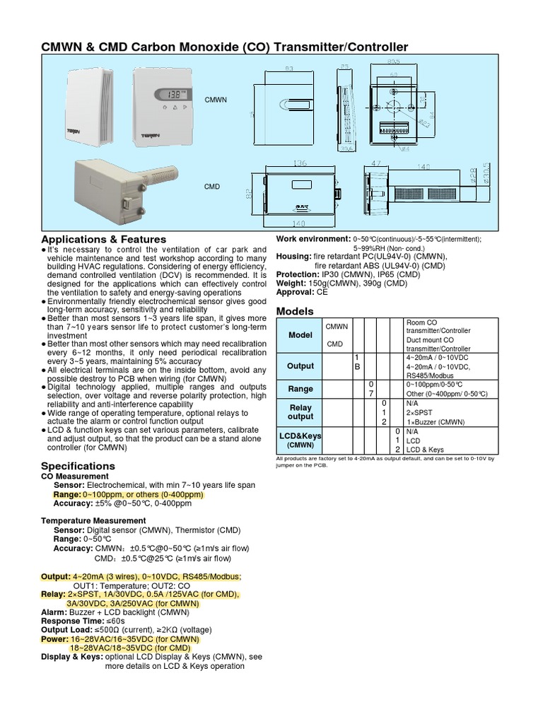 Transmisor de Monoxido (CO) - CMWN-CMD | PDF | Sensor | Liquid Crystal ...