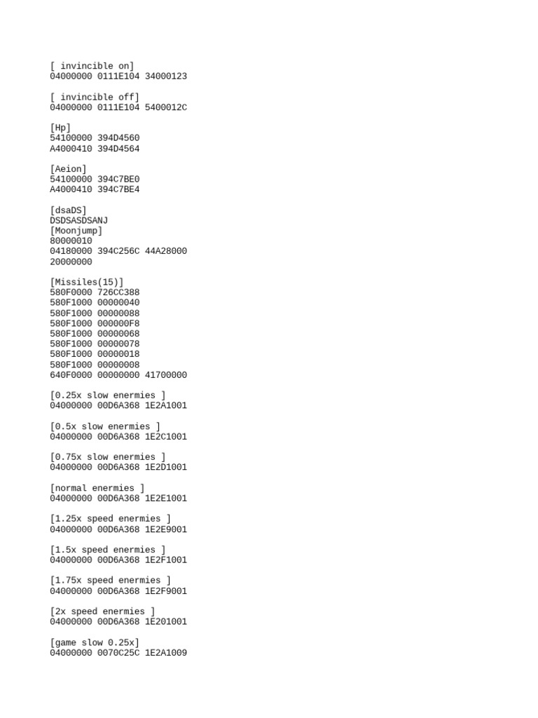 Game Cheat Codes and Modifications | PDF