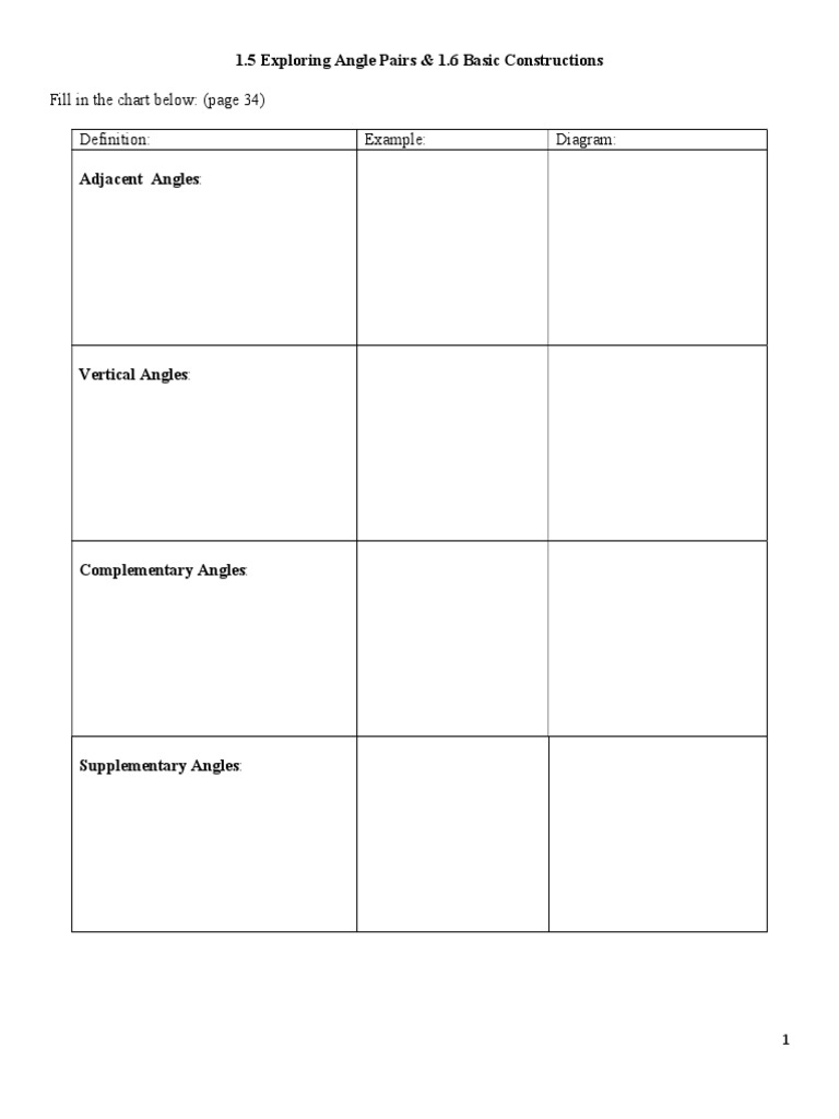 Exploring Angle Relationships and Basic Geometric Constructions | PDF ...