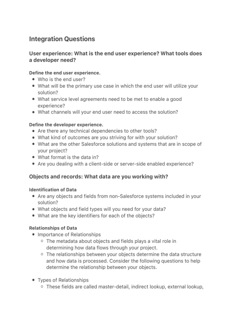 Salesforce Integration Questions For Discovery | PDF | Data Model ...