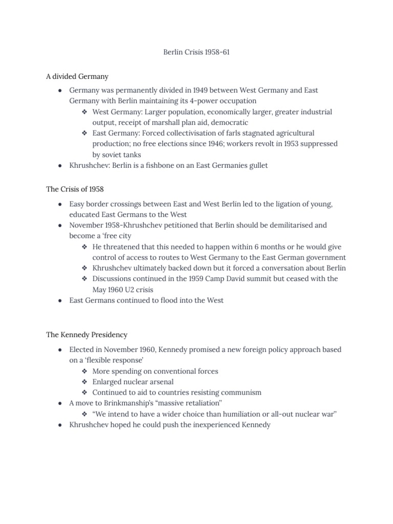 Berlin Crisis 1958-61 | PDF | Cold War | Berlin Wall