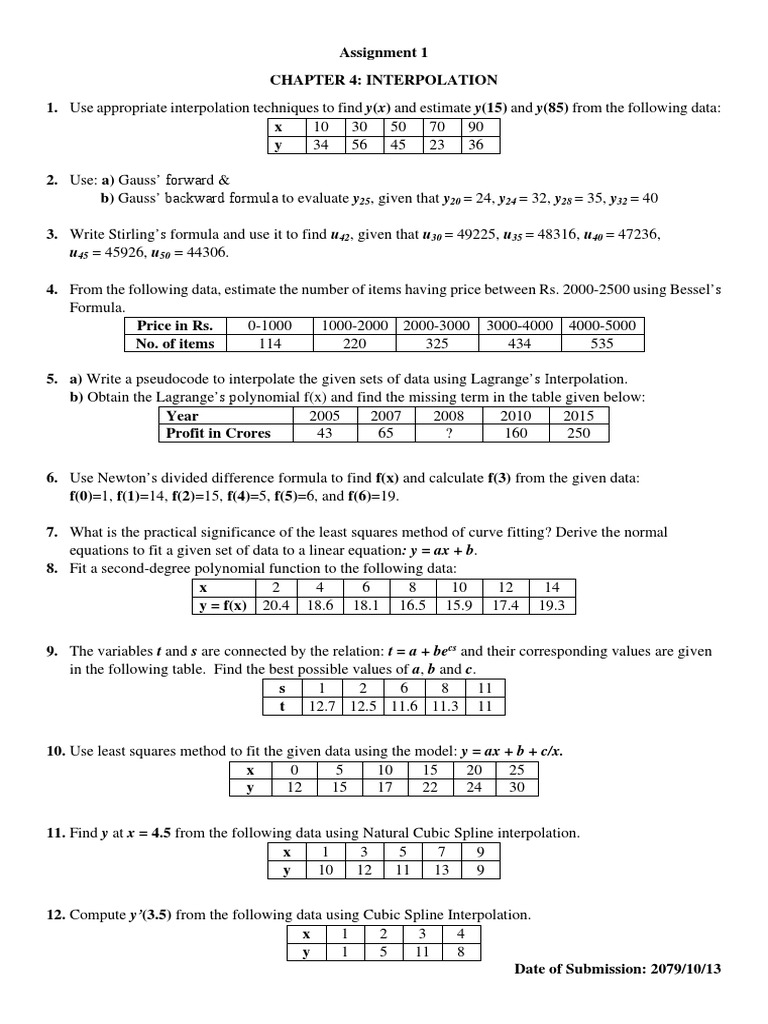 Assignment 1 | PDF | Interpolation | Spline (Mathematics)