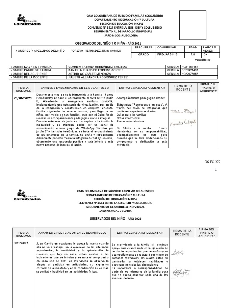Forero Hernadez Juan Camilo | PDF | Educación de la primera infancia