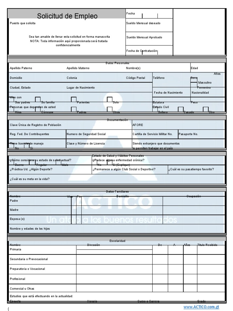 Solicitud de Empleo en PDF | PDF